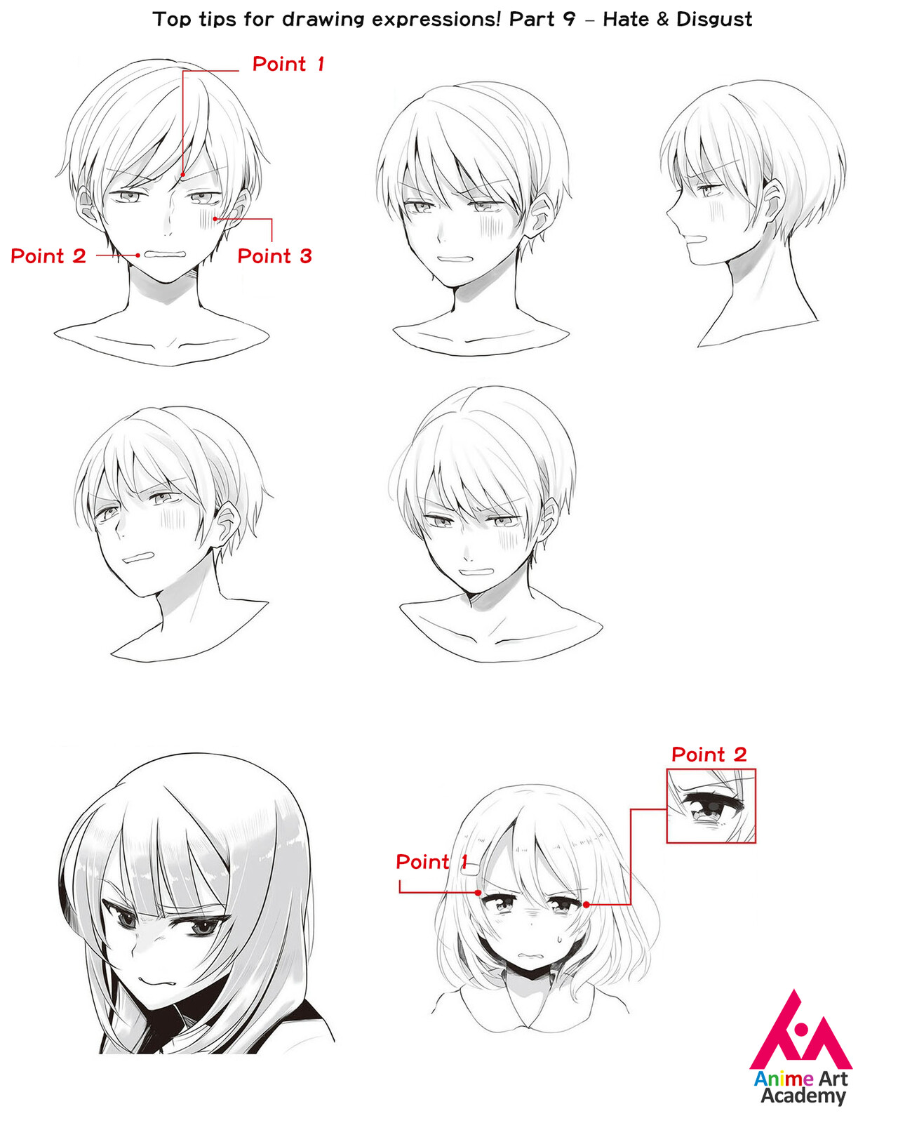 Anime Art Academy - Top tips for drawing expressions! Part 9 – Hate ...
