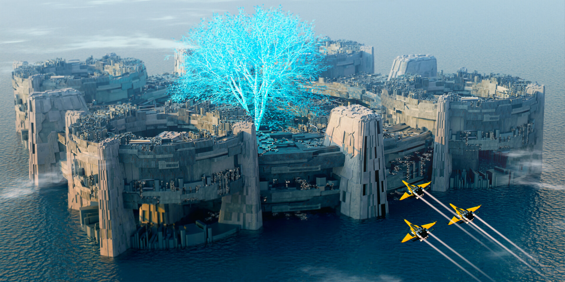 ArtStation - Ring City - Scifi city in the ocean