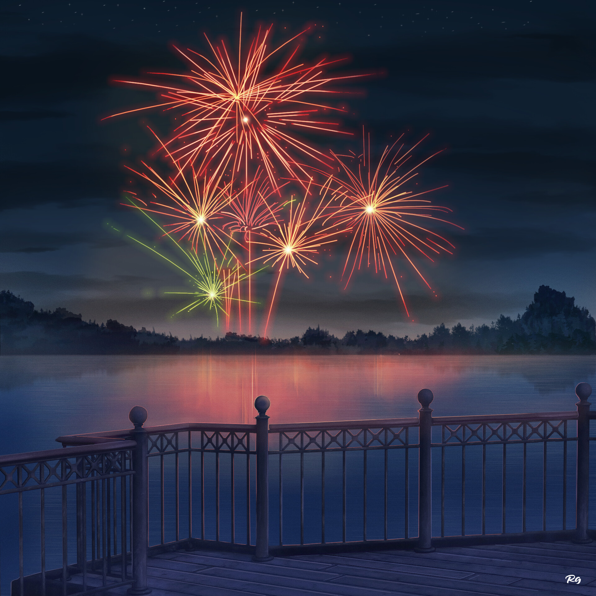 ArtStation - Fireworks cover chill lofi