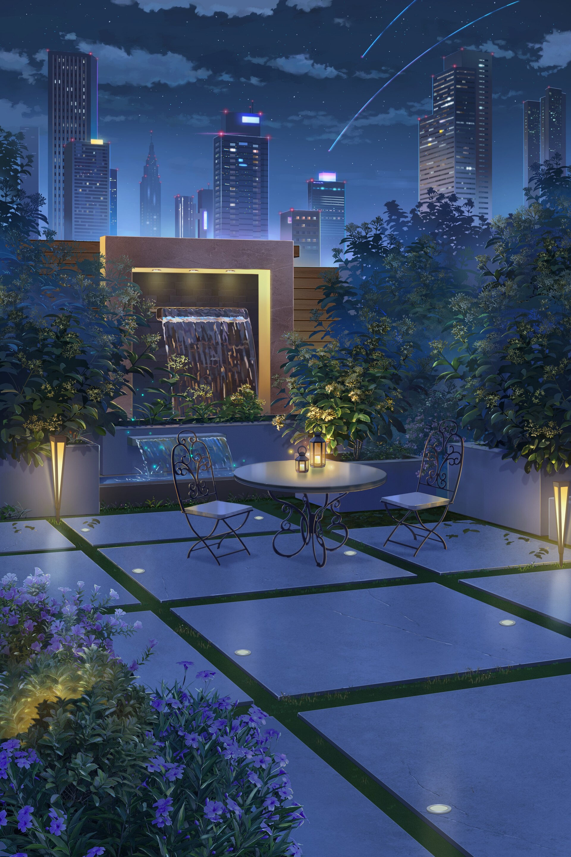 ArtStation - Plan C female Xiang mobile game plot background - Osmanthus fragrans street scene