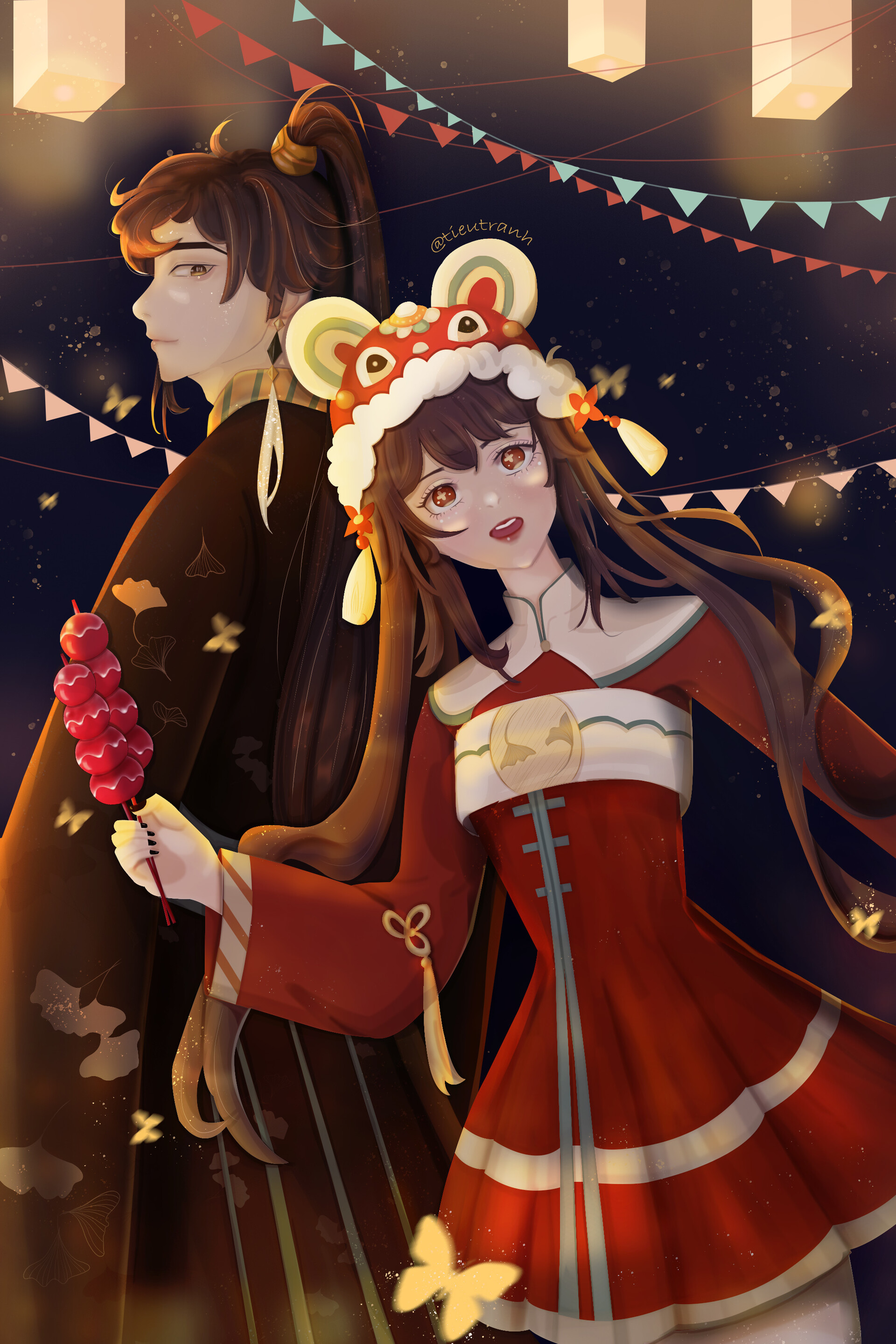 ArtStation - fanart Hutao ft Zhongli from Ghenshin Impact