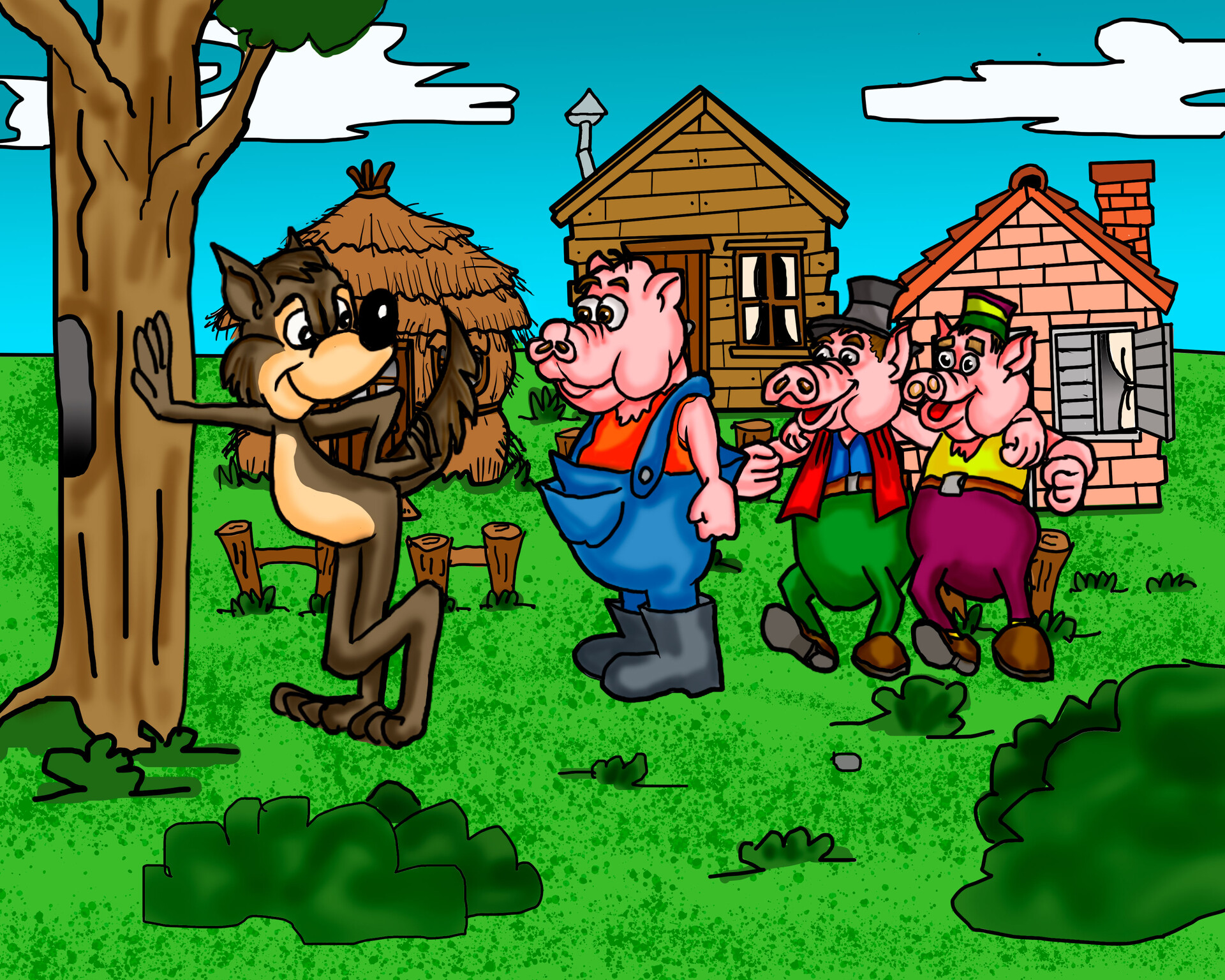 ArtStation - The three Little Pigs and the Wolf (folk tales series)