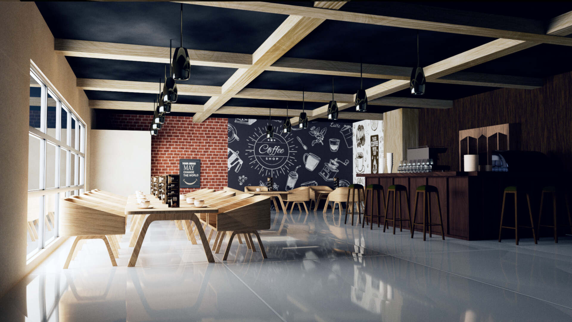 ArtStation - 3d Interior Coffee Cafe