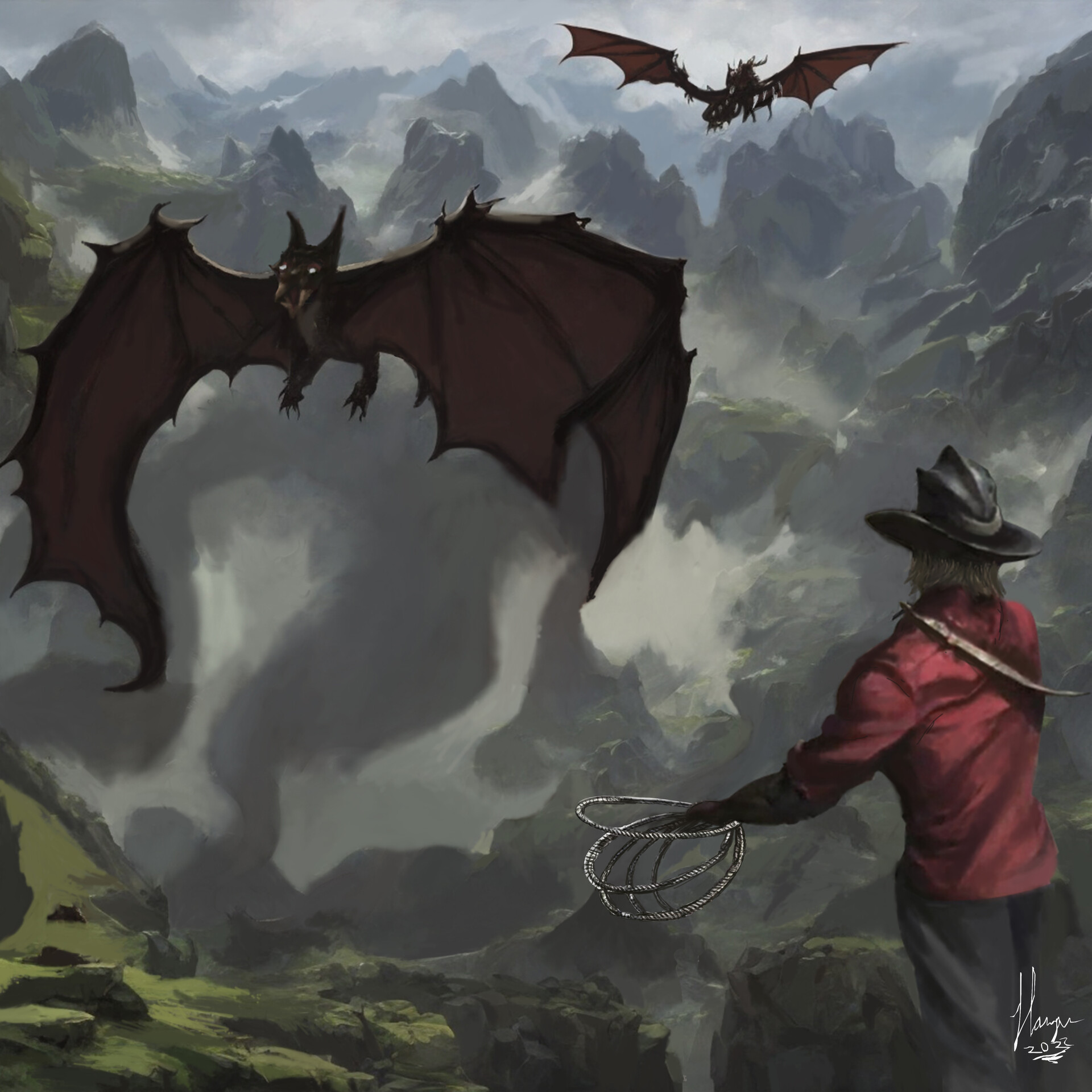 ArtStation - Cowboys and monster. My belated halloween design.