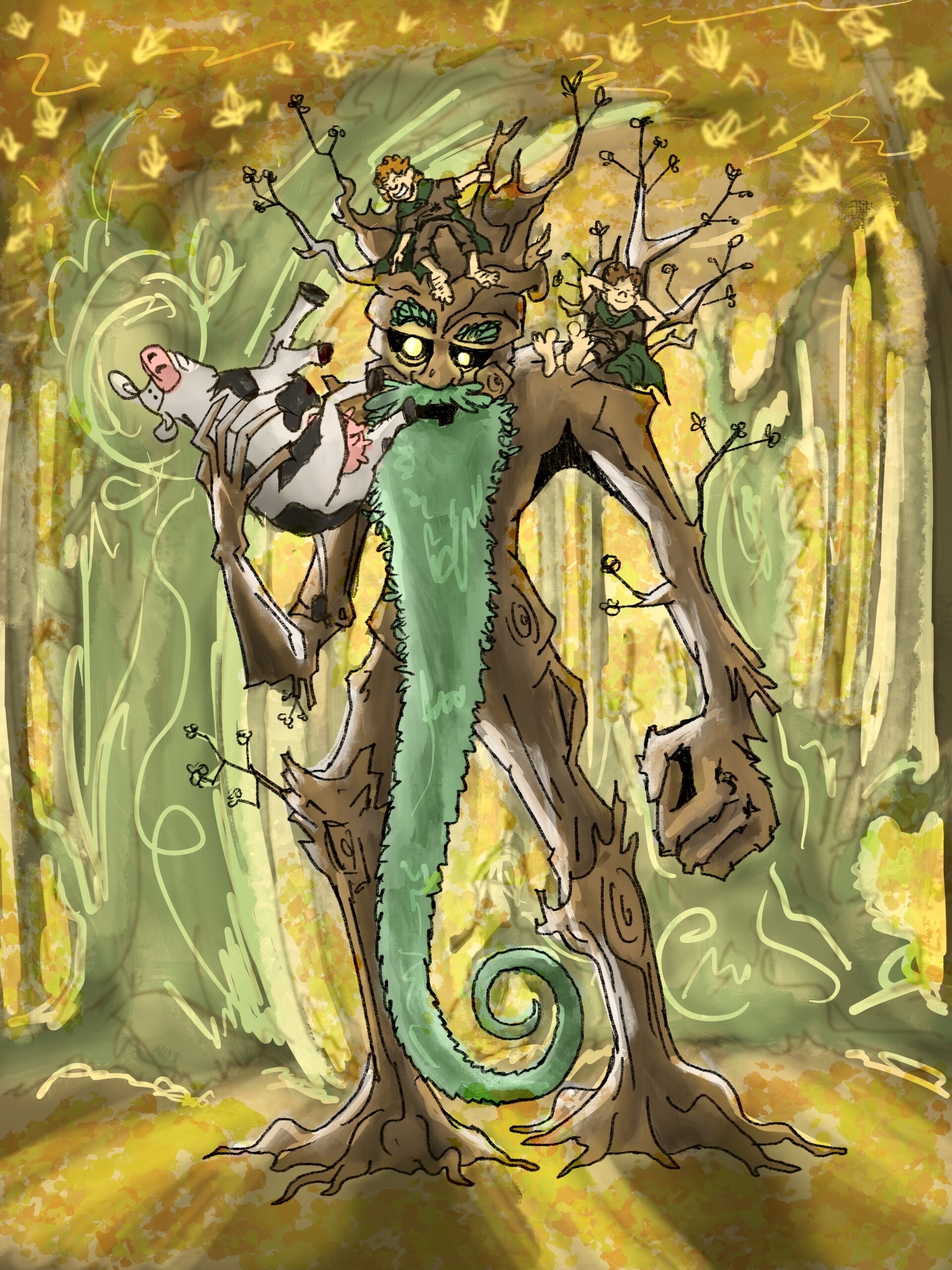 ArtStation - Treebeard and the Hobbits