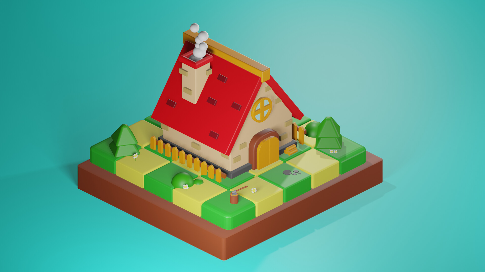ArtStation - modelagem casa blender 3d estilo cartoon.