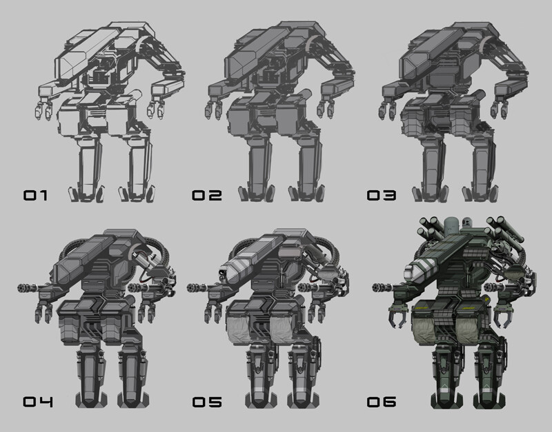Tom Cross - Mark 2 Rhino: Dual purpose anti air/land mech concept.