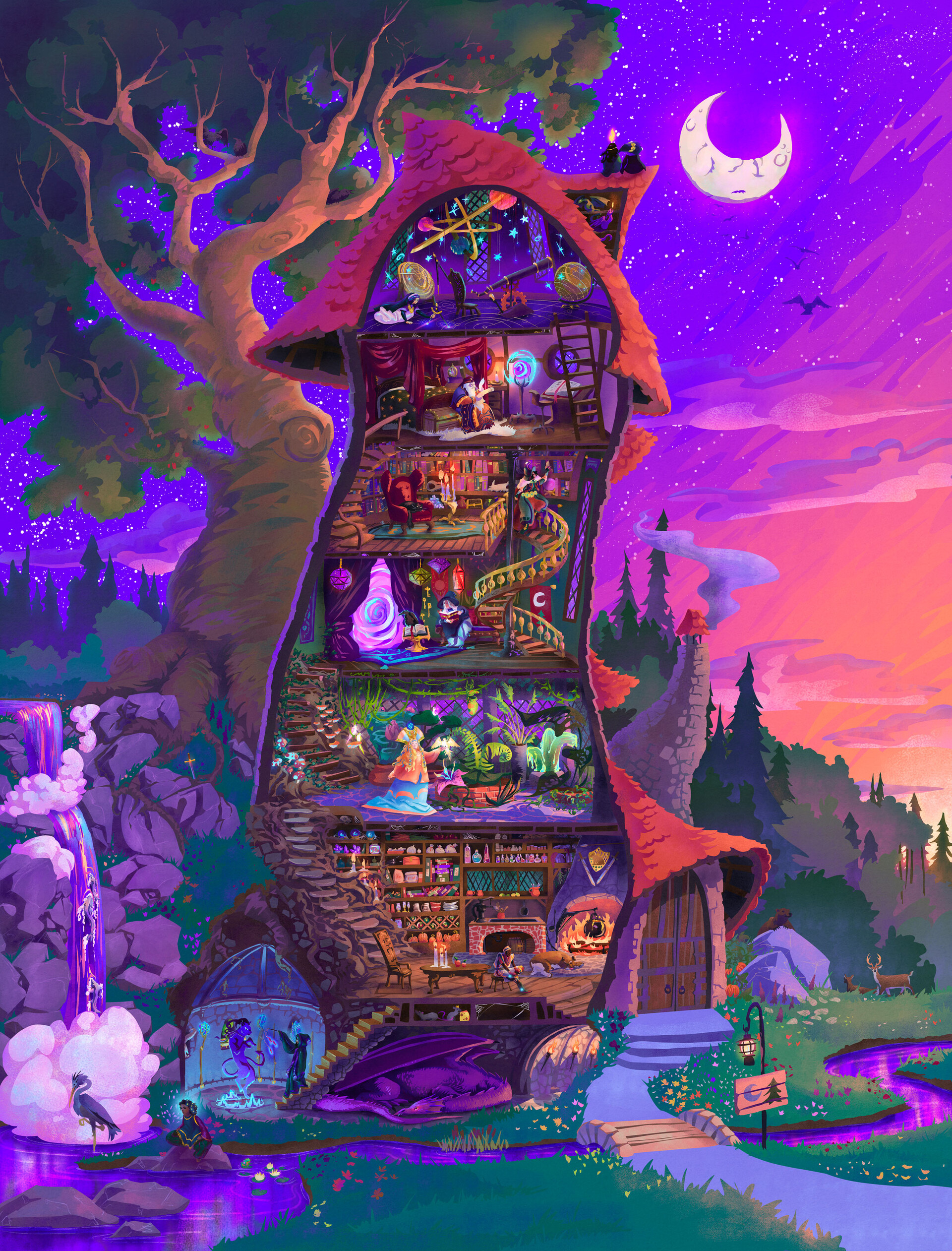 ArtStation - The Tower of the Forest Wizard Illustration