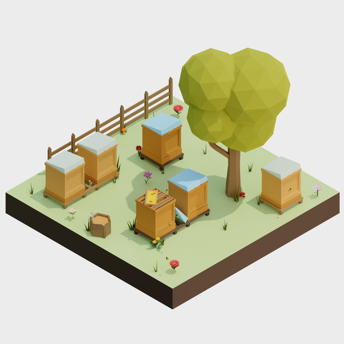 ArtStation - Low Poly Cartoon Beehive Assets Pack