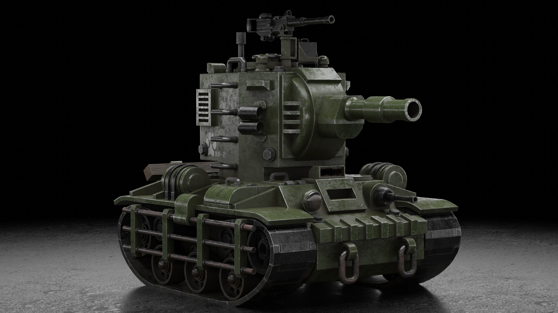 YAUHENI MESHCHARAKOU - A stylized model of the Soviet KV-2 tank.