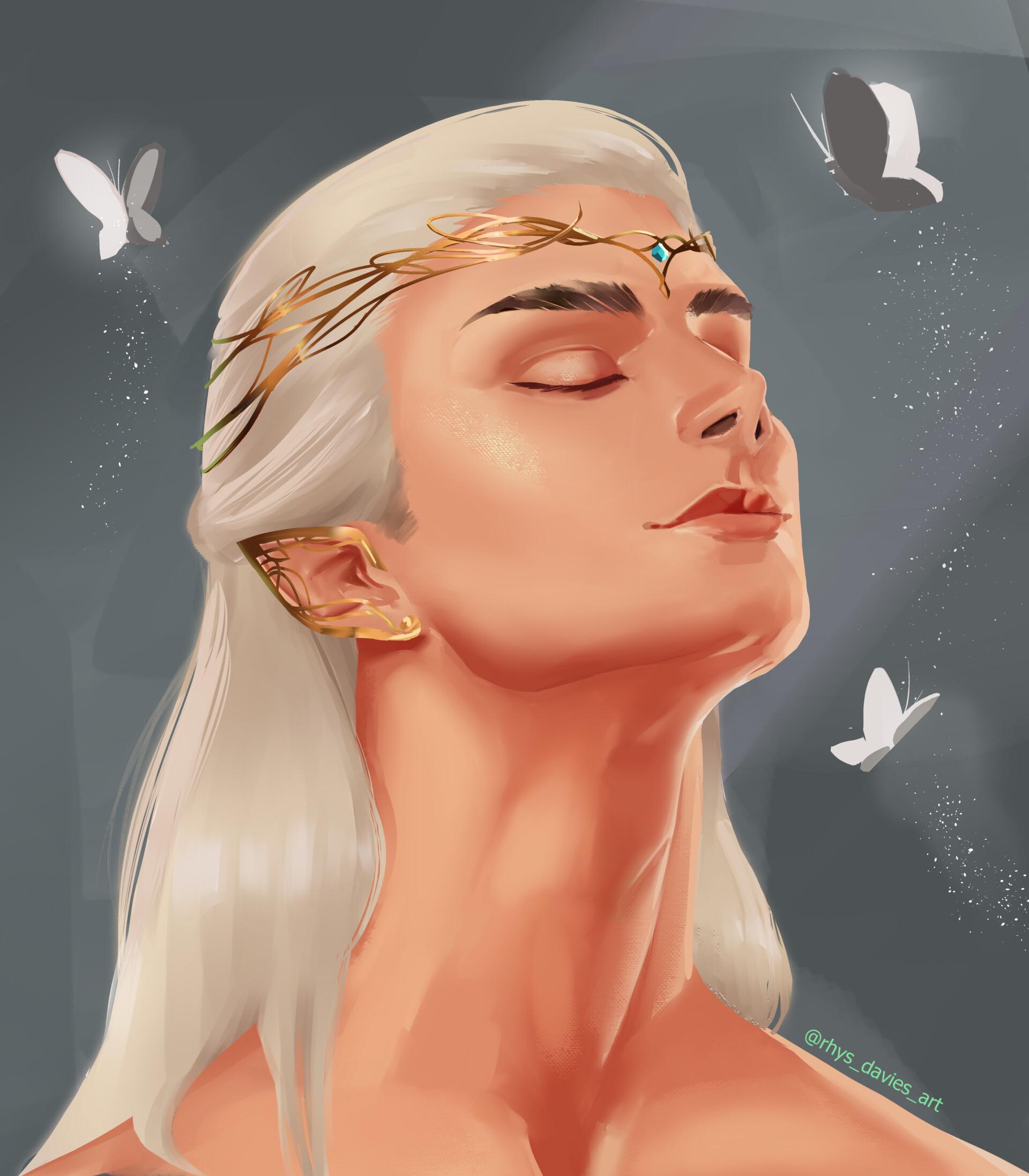 ArtStation - An Elf and Butterflies