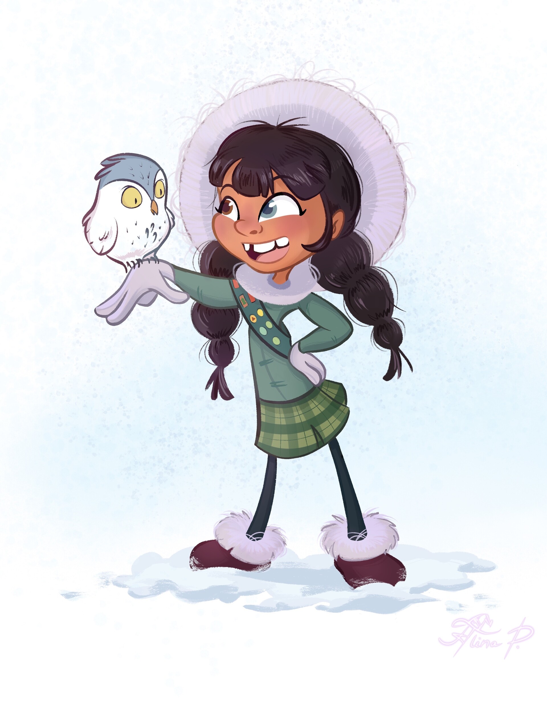 ArtStation - Scout Girl and Her Curious Owl