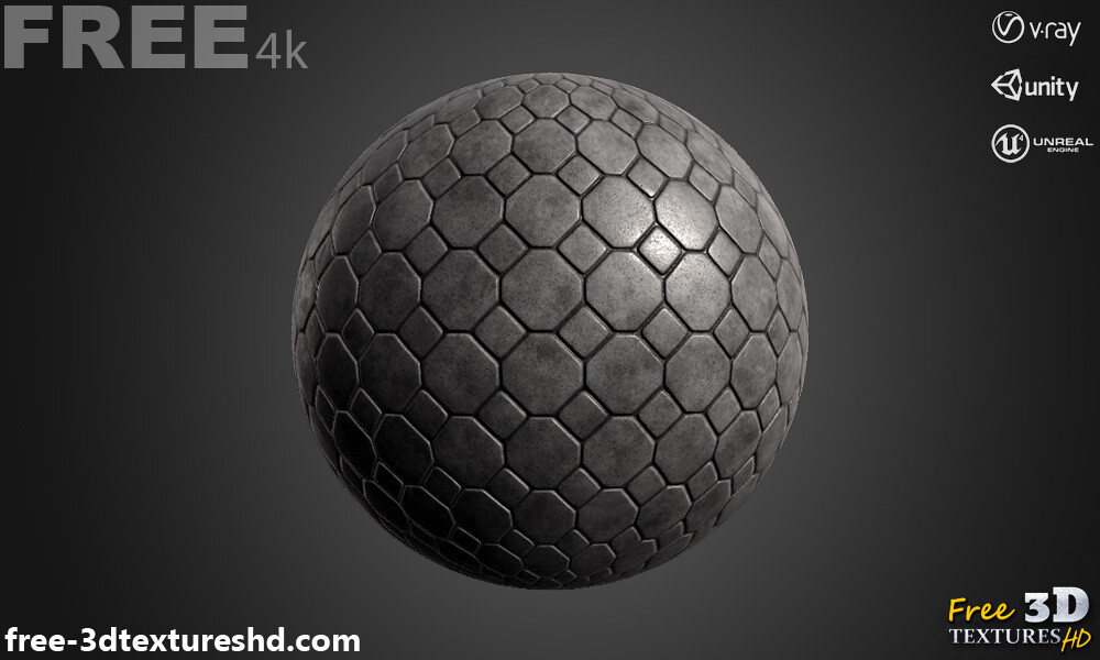 PBR Textures Free Download - Hexagonal Concrete Pavement 3D Texture PBR ...