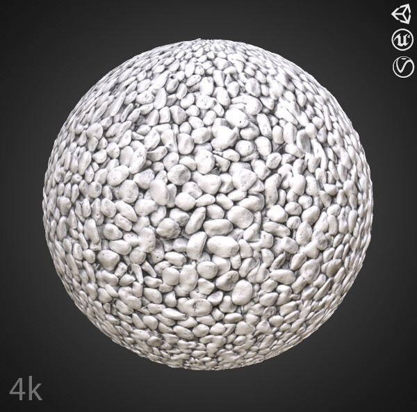 PBR Textures Free Download - White Pebbles stones ground 3D Texture PBR ...