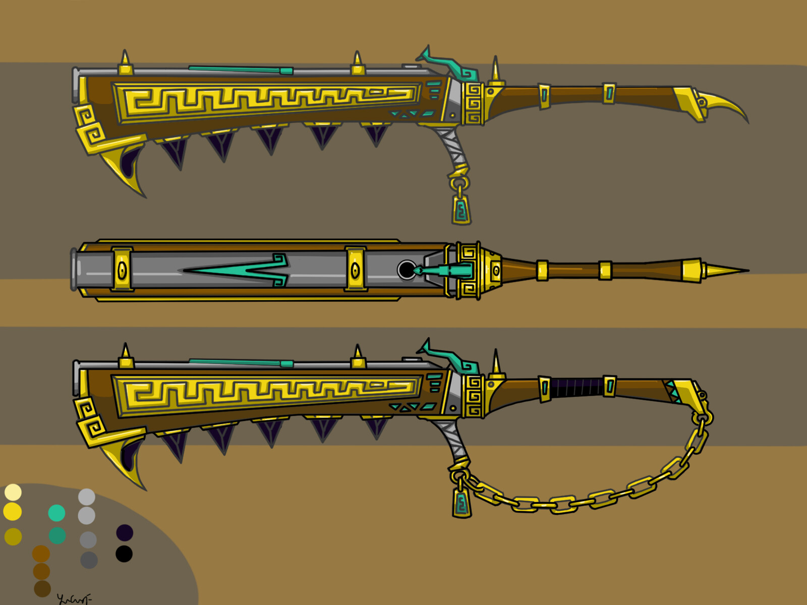 Kevin Fan - Aztec inspired game ready gun