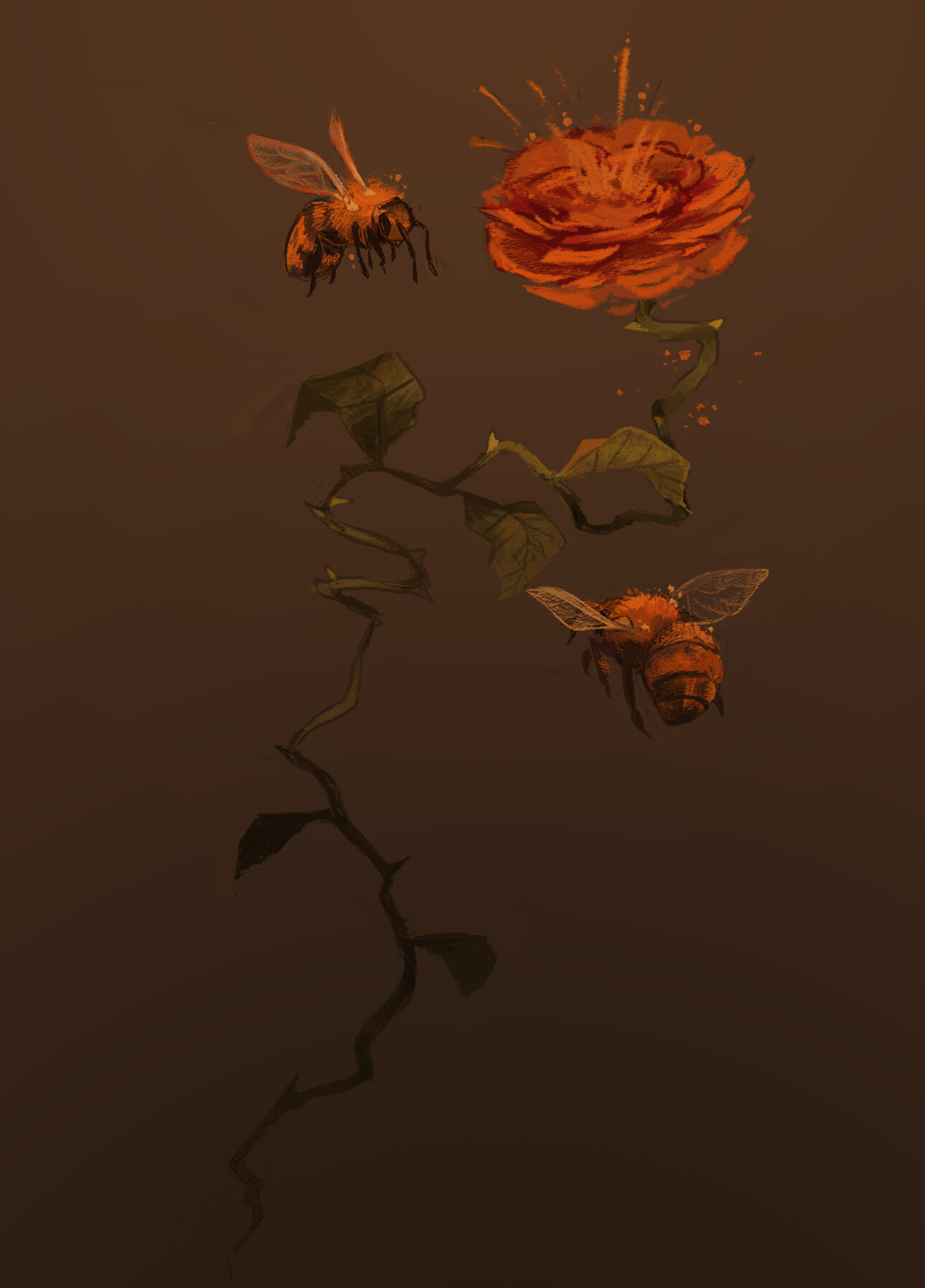 ArtStation - wobbly flower and fat bees