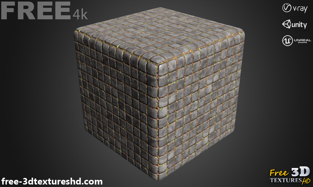 PBR Textures Free Download - Old Concrete pavement with Grass 3D ...