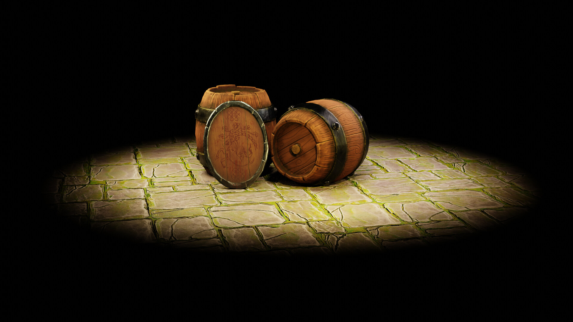 ArtStation - Stylized fantasy Barrels and Shield (old Prop practice)