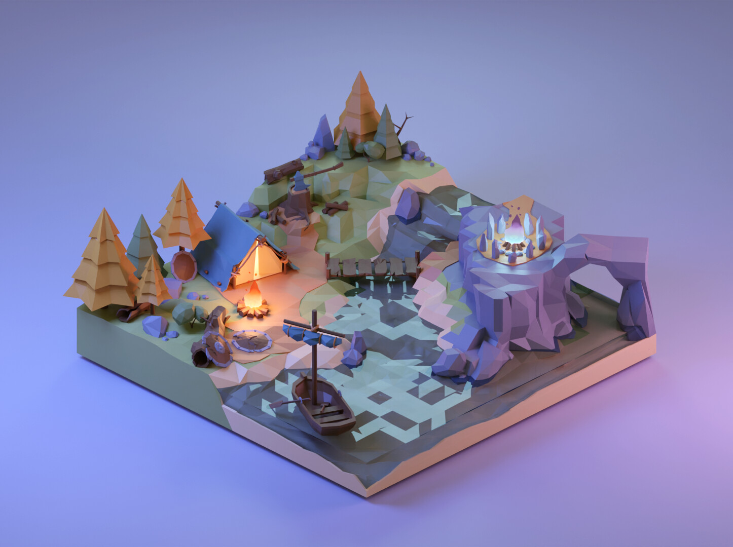 ArtStation - Low poly viking camp