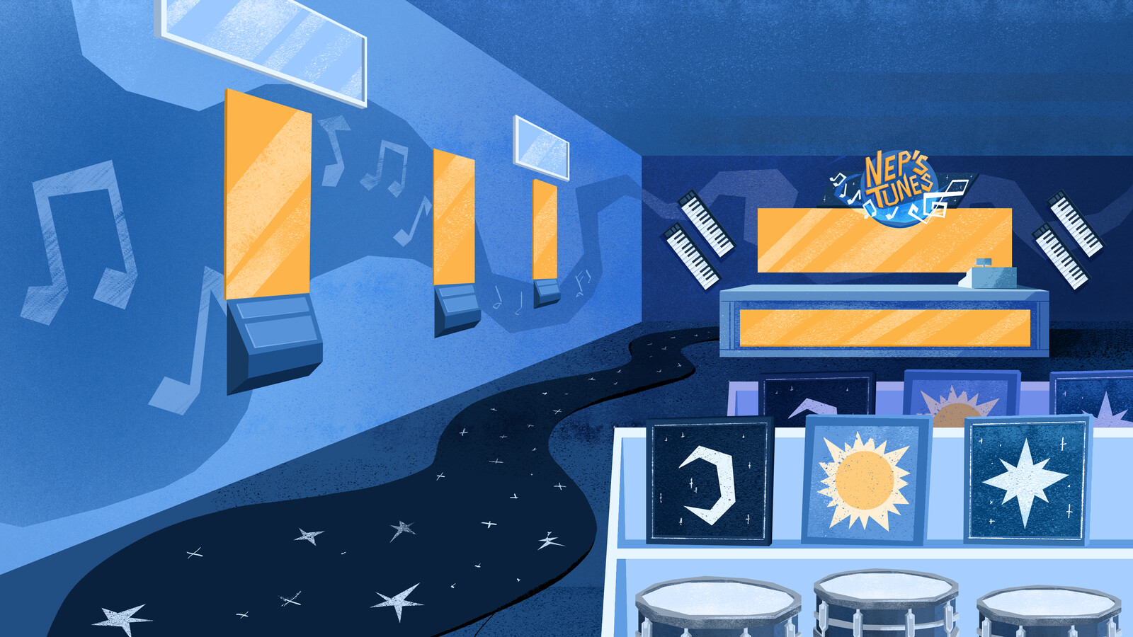 Jamie Hensley-Davies - Hubble Infographic - Enviro + Character illustration