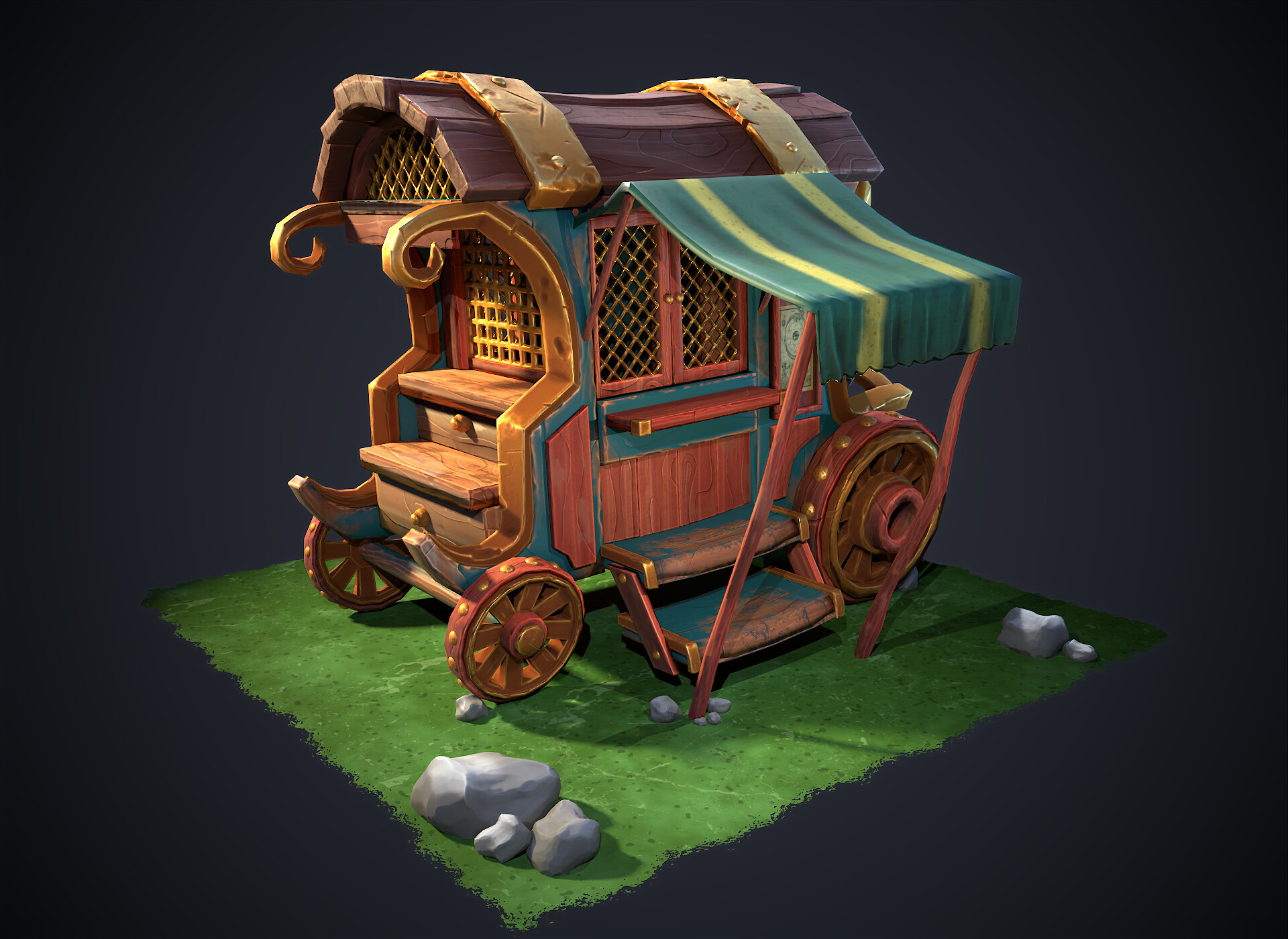 ArtStation - Low poly stylized Trader’s Wagon