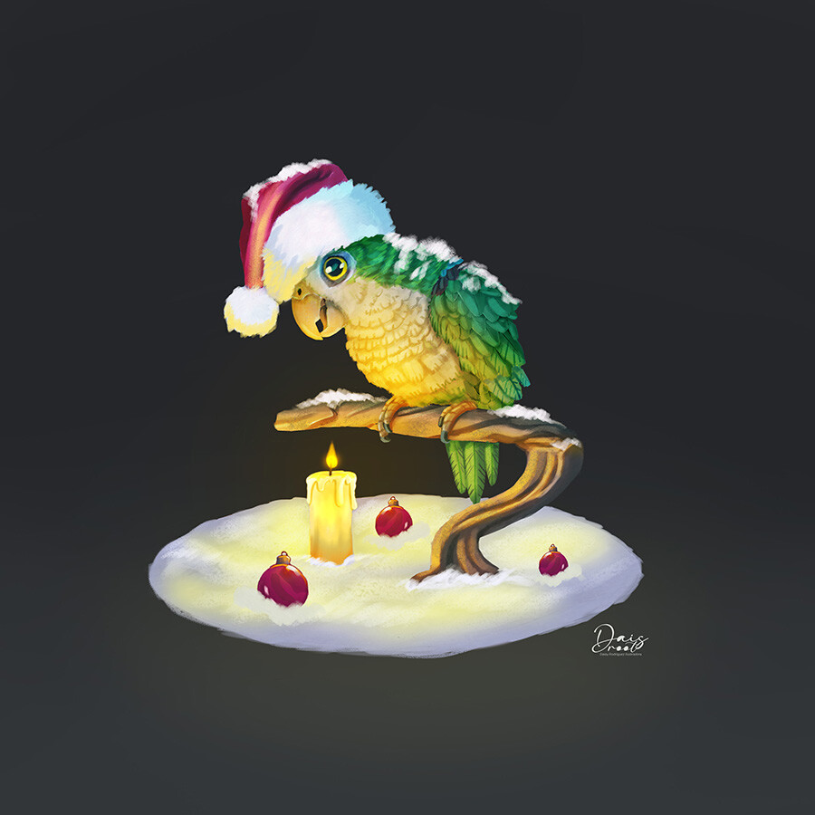 ArtStation - Christmas parakeet