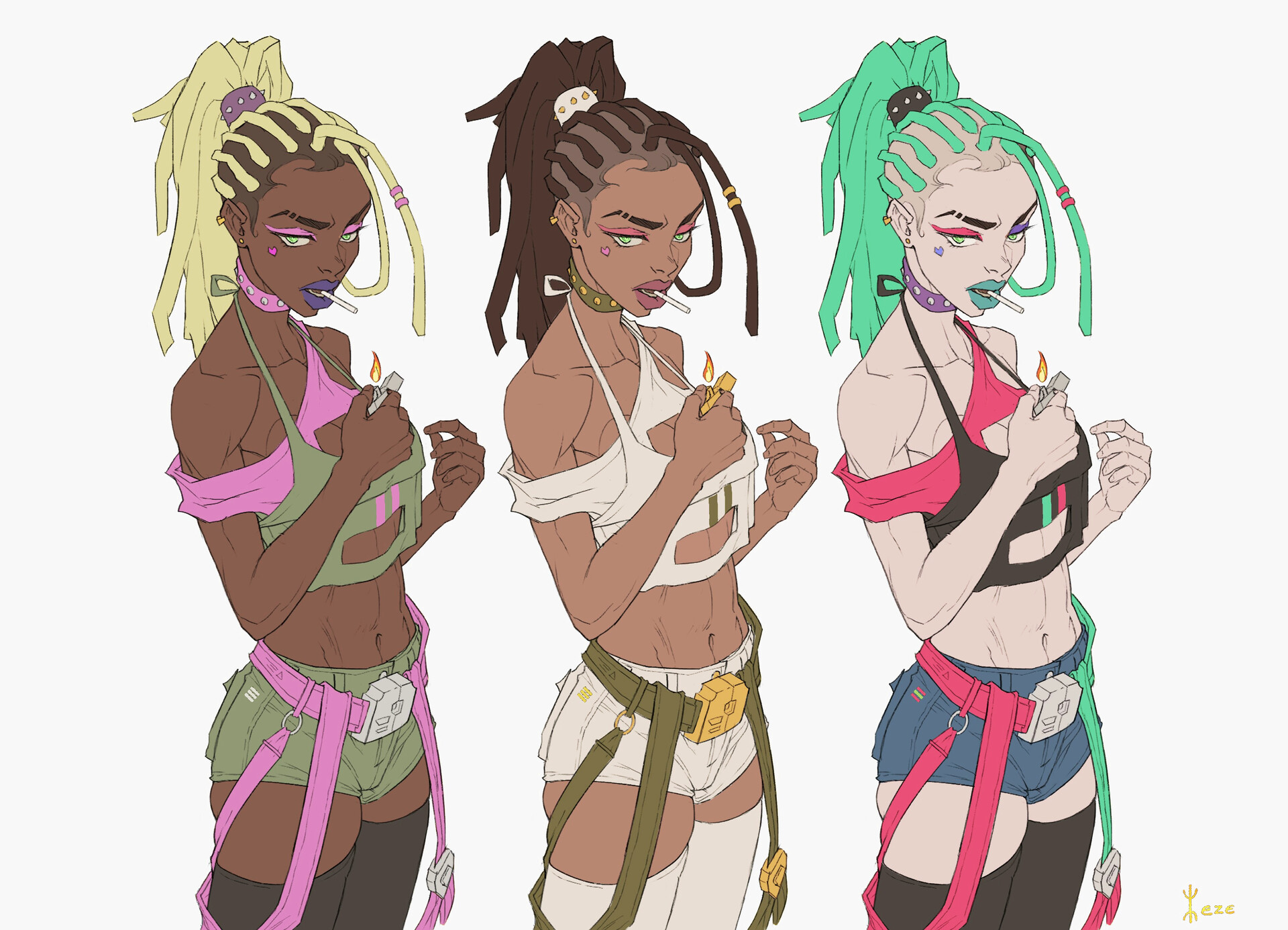 ArtStation - Ajha and urban cyberpunk street thug- ideations