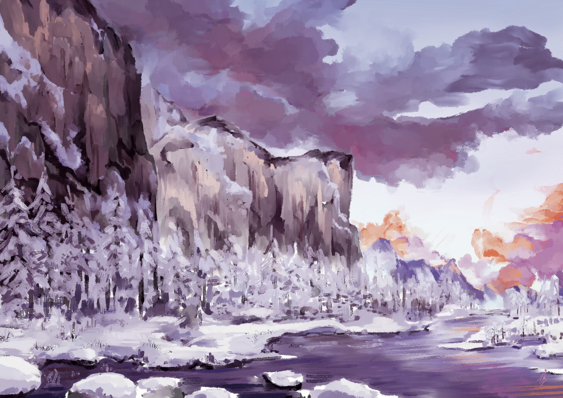 ArtStation - Purple winter