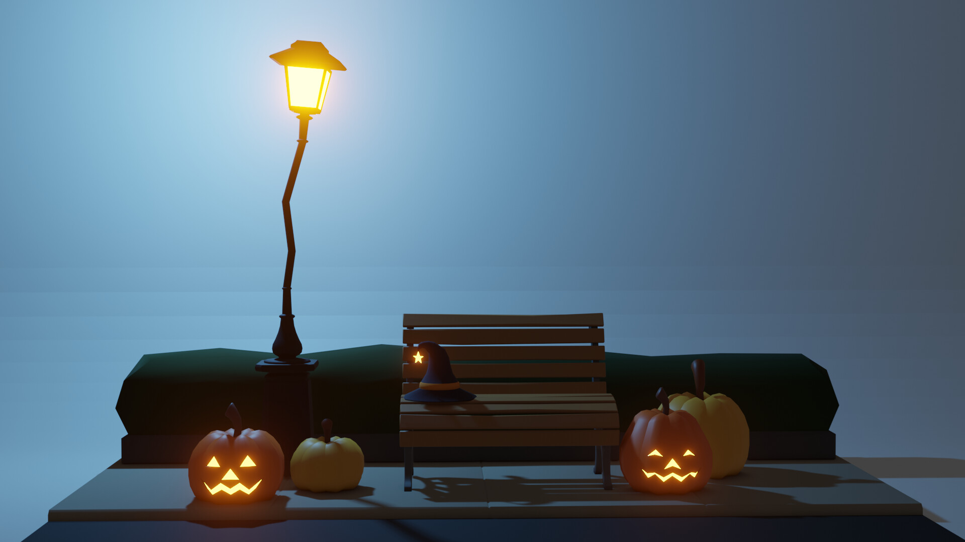ArtStation - Halloween park bench