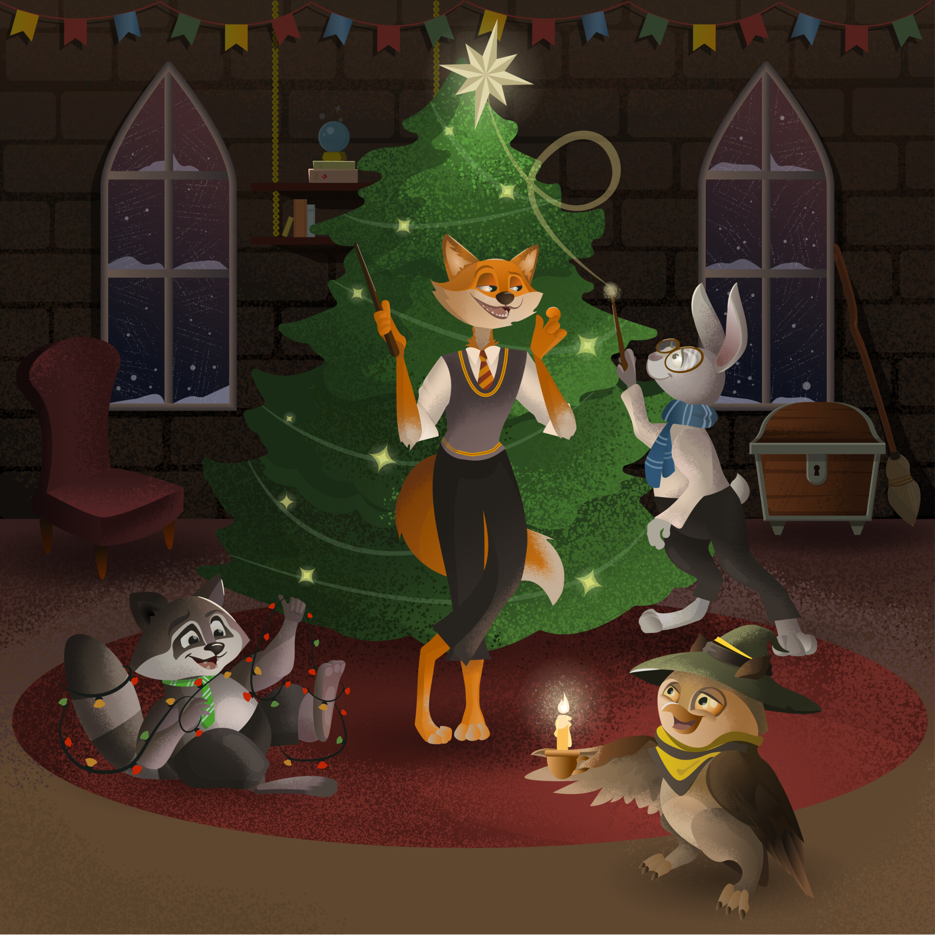 ArtStation - Christmas in Magic-Forest School