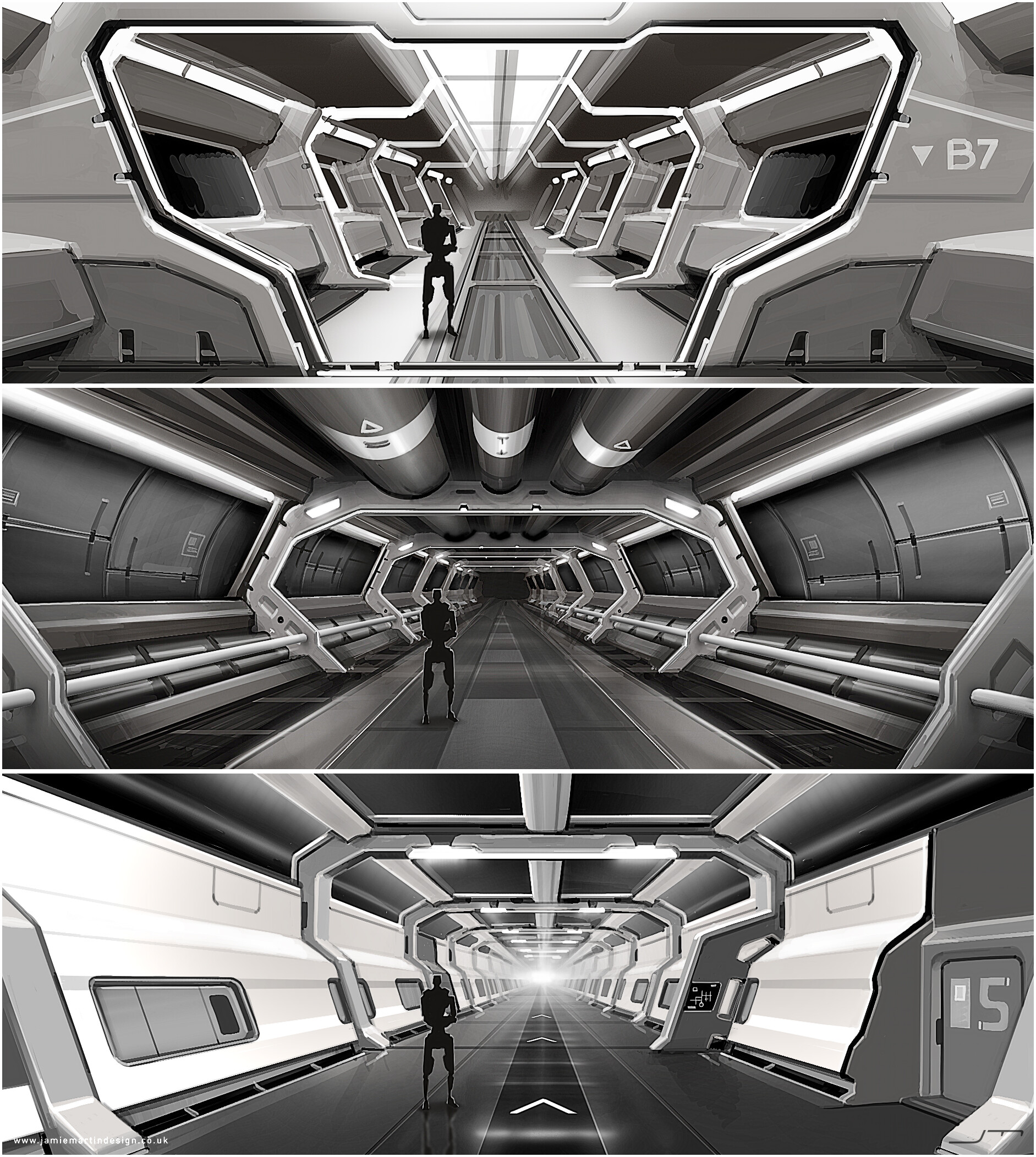 ArtStation - Sci-Fi Corridor sketches - concept art