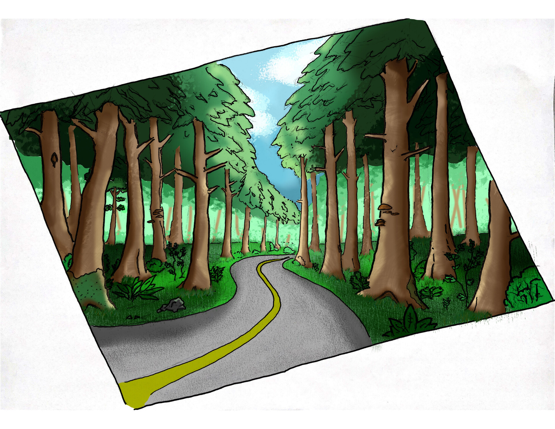 ArtStation - basic forest with an even more basic road