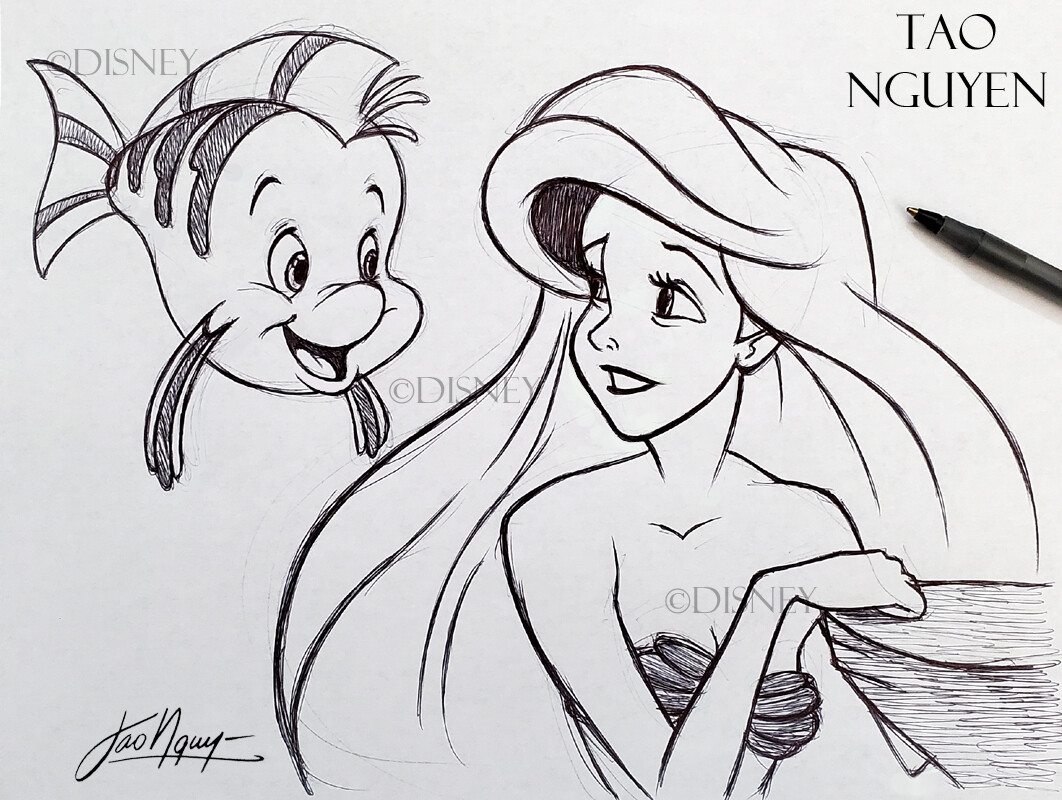 Little Mermaid Pencil Drawing
