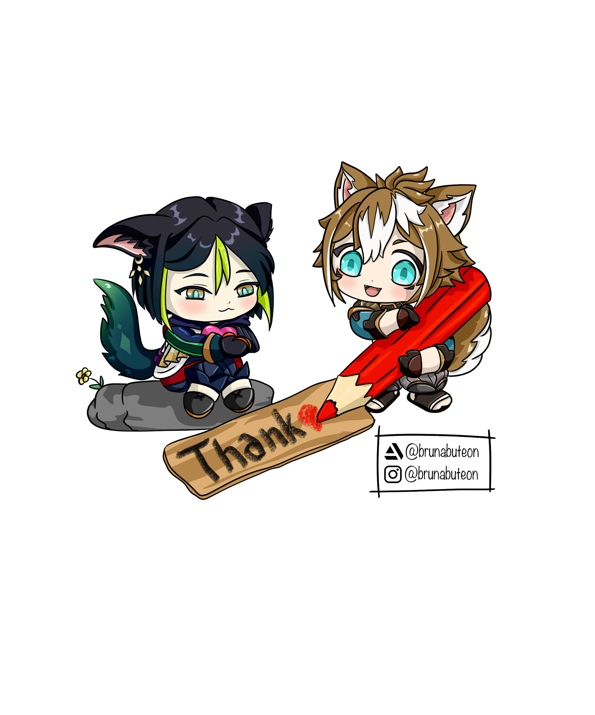 ArtStation - Tighnari and Gorou (Chibi)