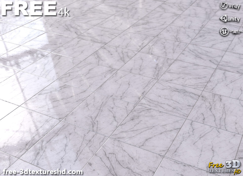 PBR Textures Free Download - White Marble Tiles 3d Texture PBR High ...