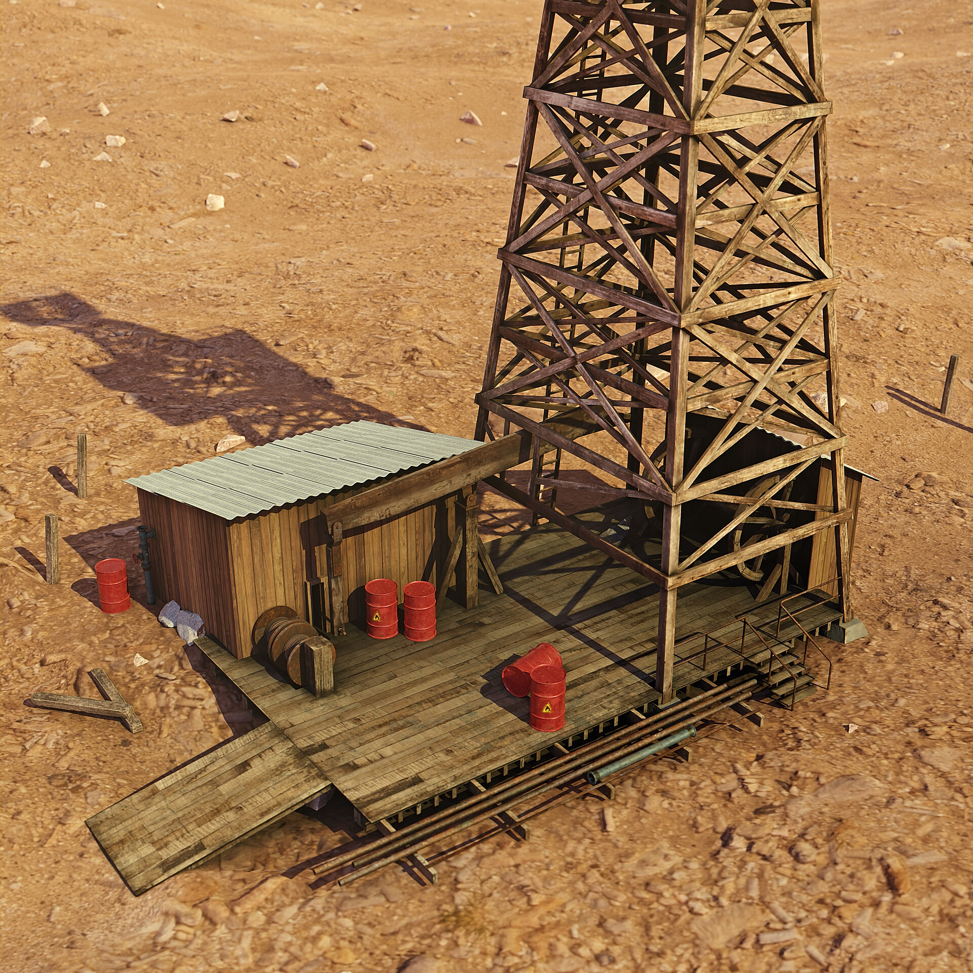 Wooden Oil Derrick Model