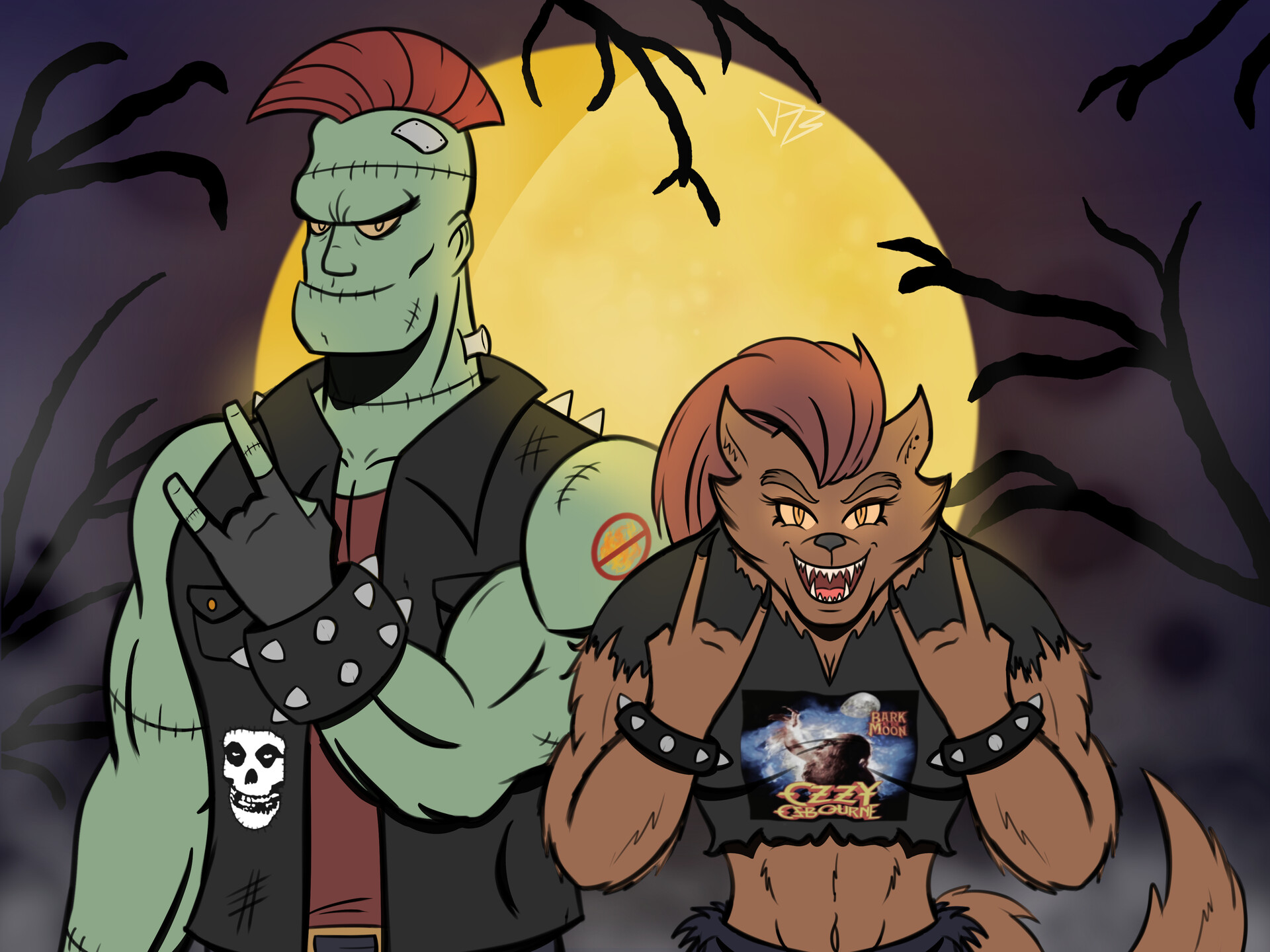 ArtStation - Punk Frankenstein & werewolf girl