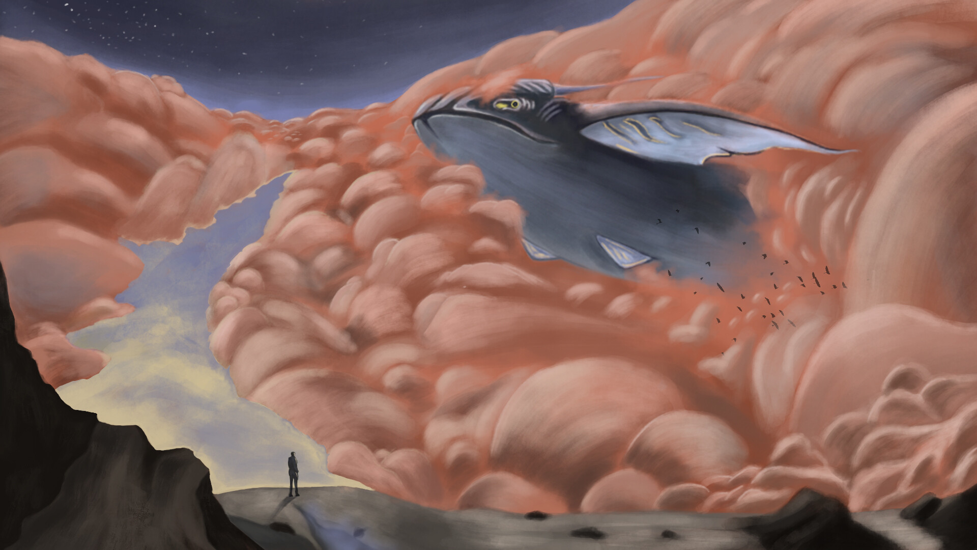 ArtStation - Whale in the clouds