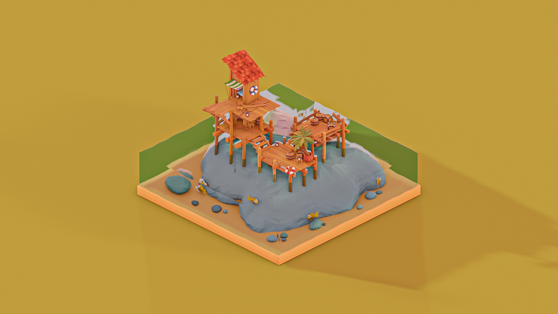ArtStation - Low poly sea hovel