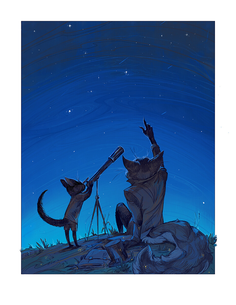 Sir Murch and Kitzo Stargazing by F3LC4T : r/ImaginaryStarscapes