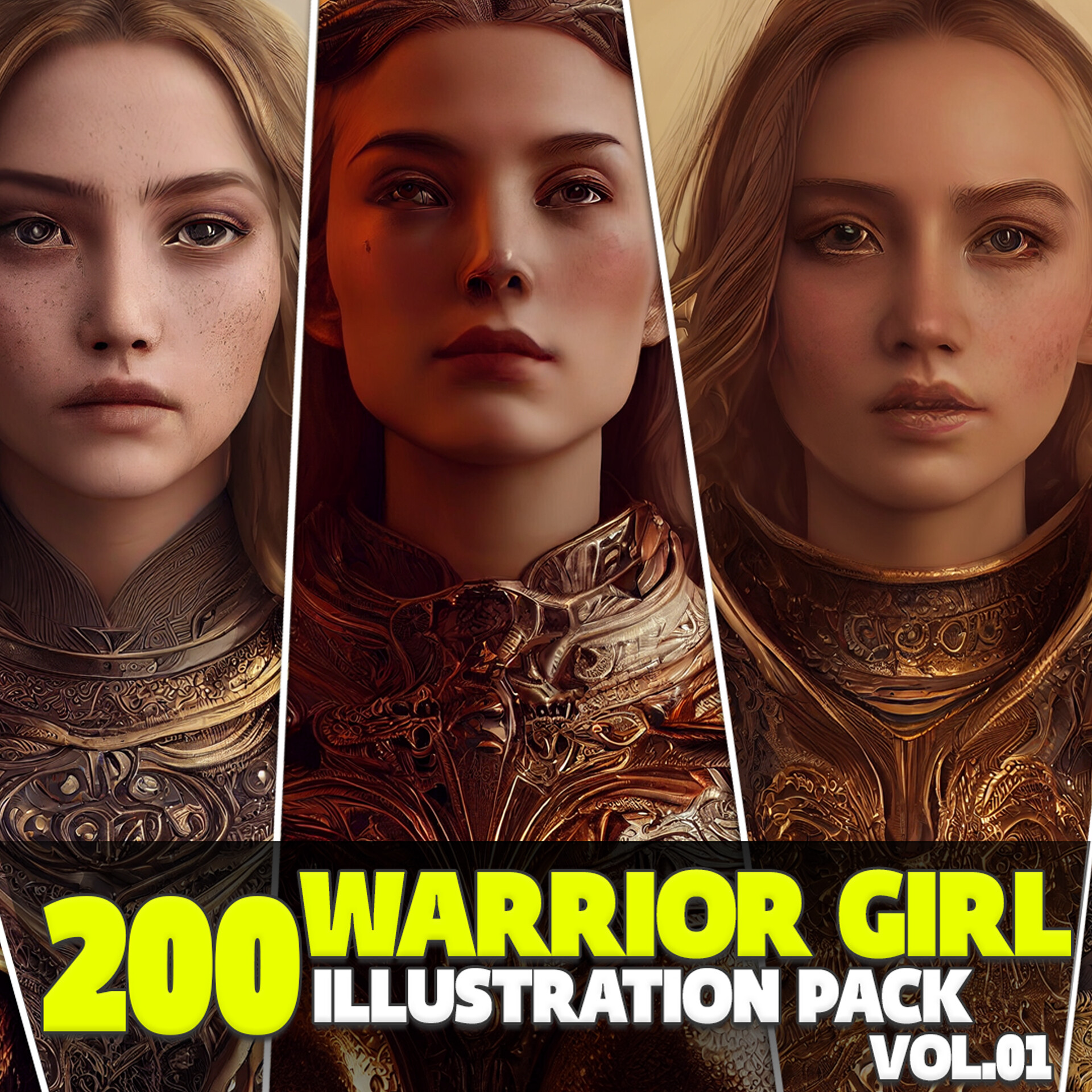 ArtStation - 200 Warrior Girl Illustration Pack Vol.01