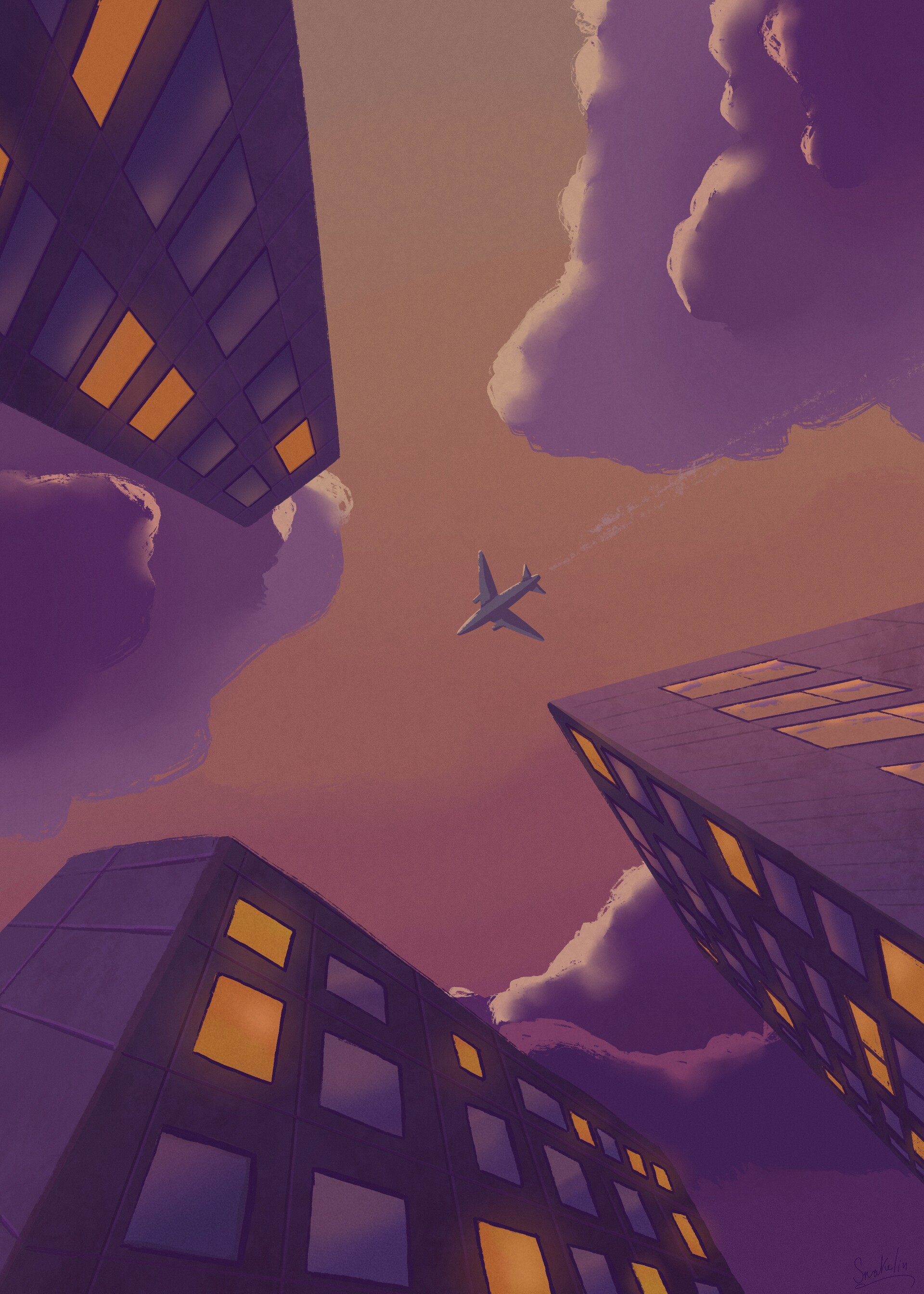 ArtStation - purple sunset