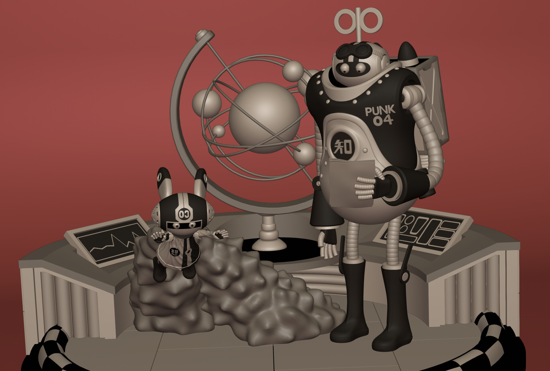 Gabriel Parra - ONE PIECE VEGAPUNK PYTHAGORAS AND EDISON FIGURE SCULPT