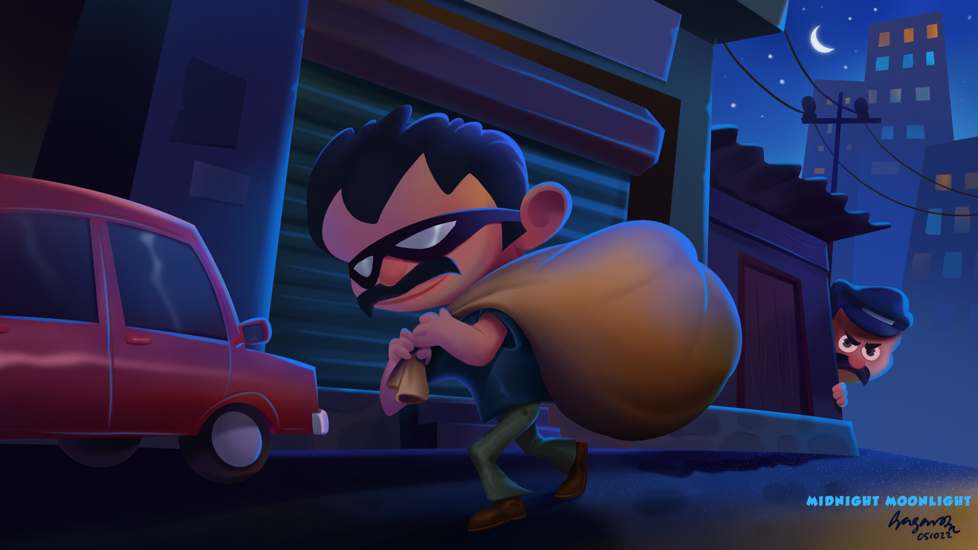 ArtStation - Midnight moonlight