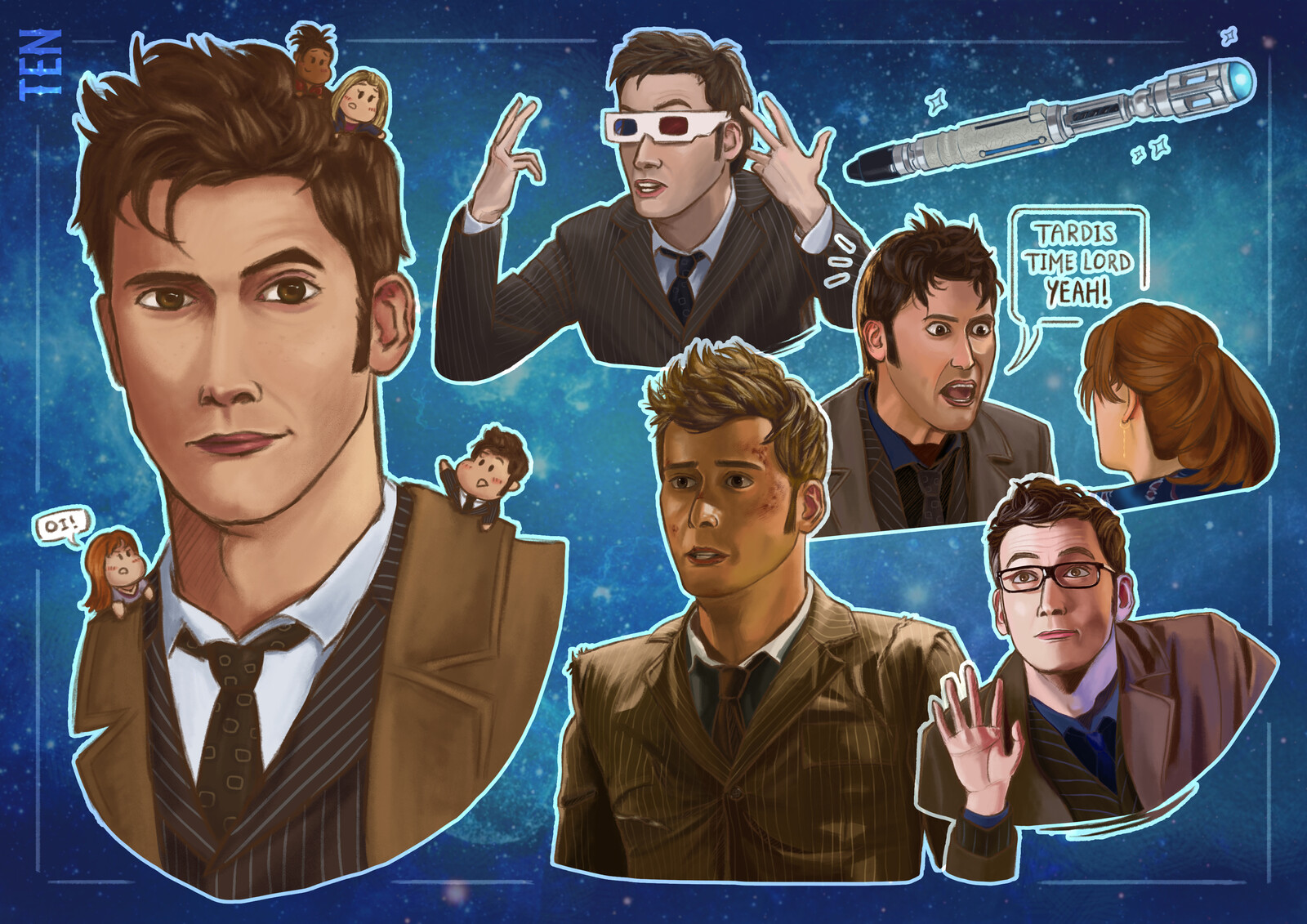 Jamie "Jay" Kwan - 10, 11, and 12 Doctor Fan Art