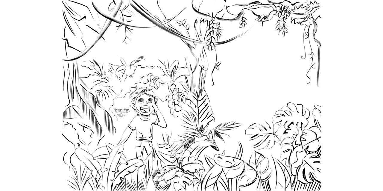 Juliet Frost - Lost in the jungle. Book spread.