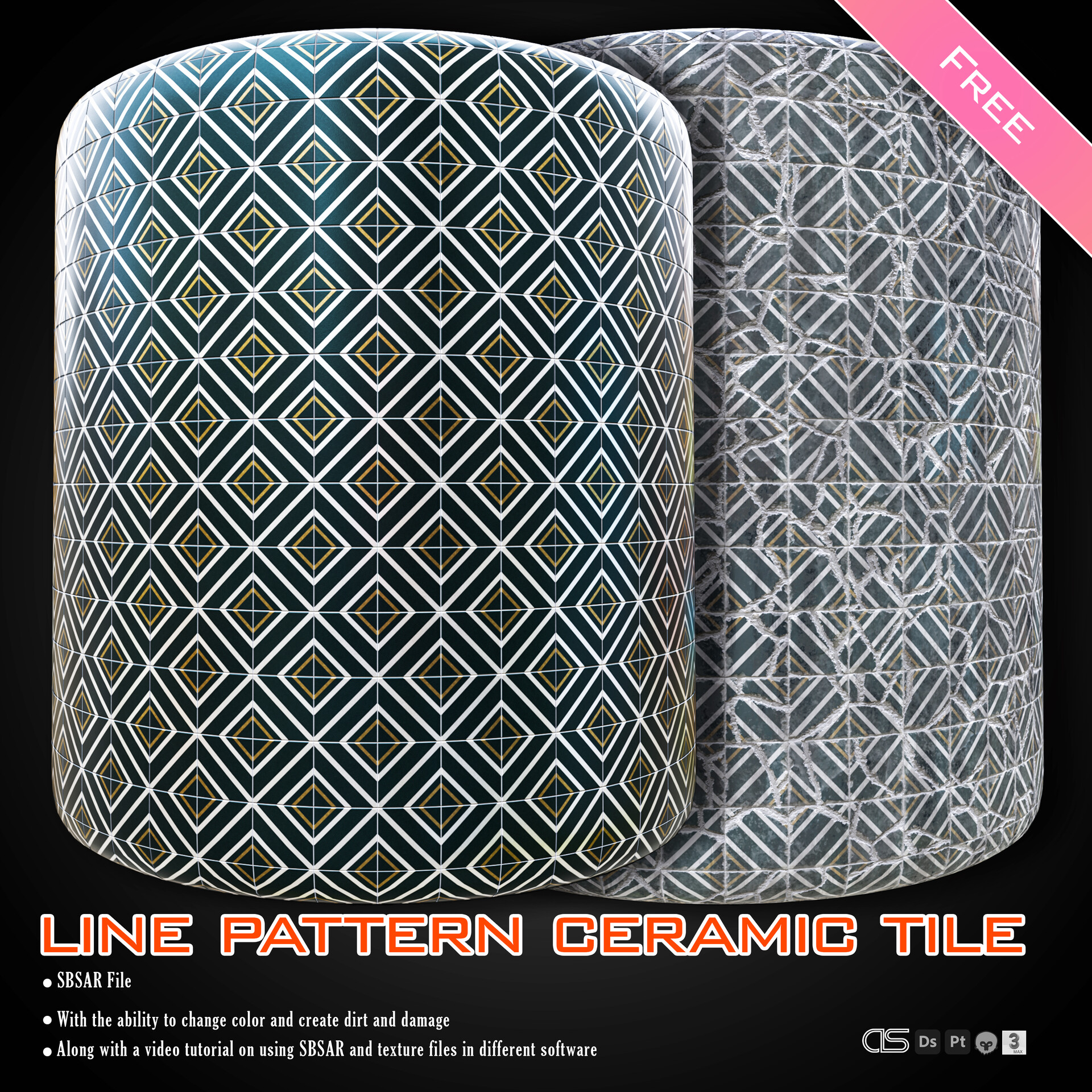 ArtStation - line pattern ceramic tile vol 03