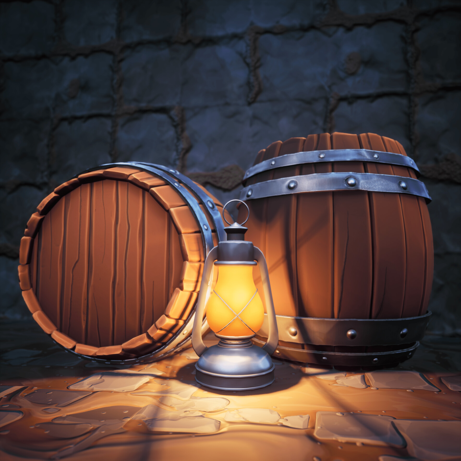 ArtStation - Barrels and lantern