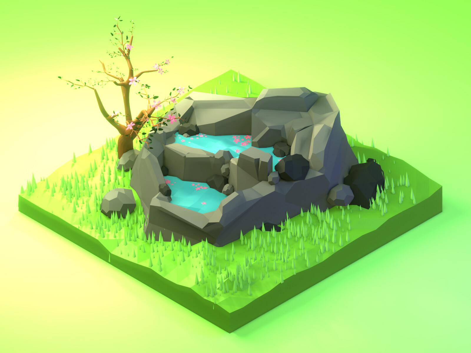 ArtStation - Low poly pond
