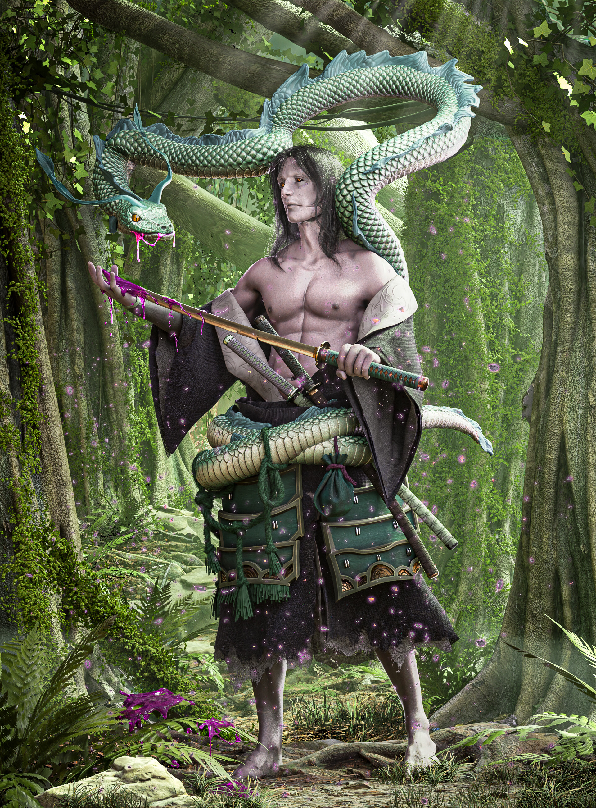 ArtStation - Snake samurai